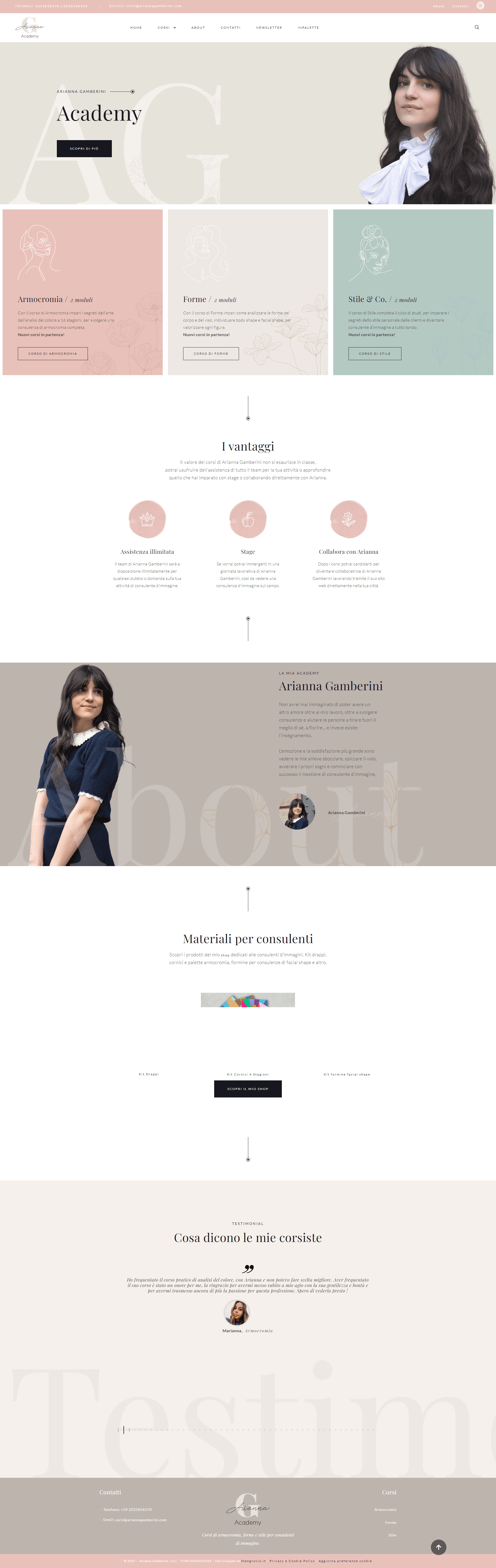 Sito web per scuola per consulenti d'immagine • Arianna Gamberini ...